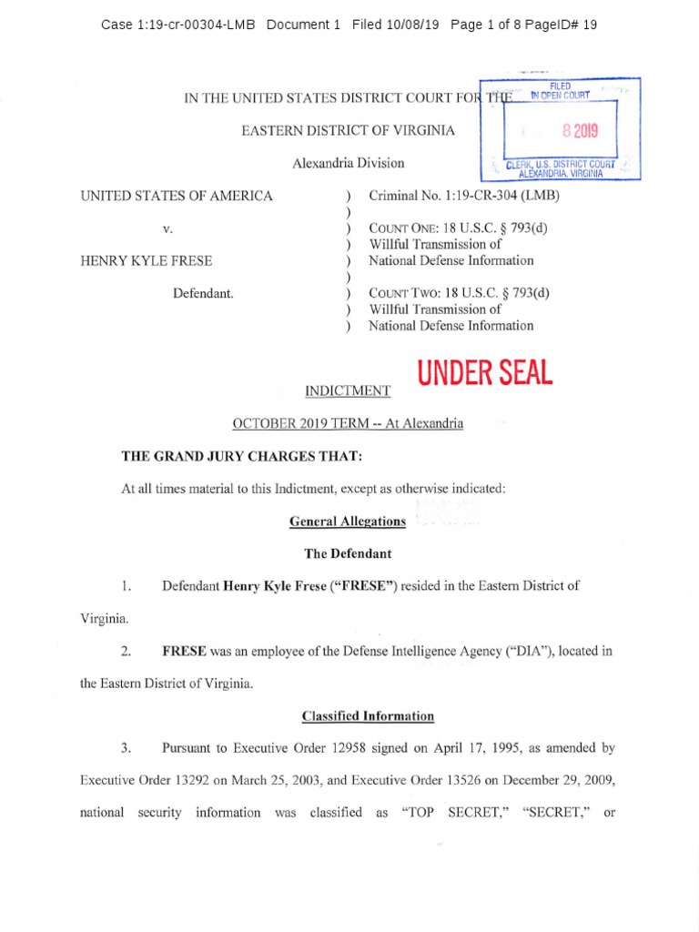 Henry Kyle Freese Indictment | PDF | Indictment | Classified Information