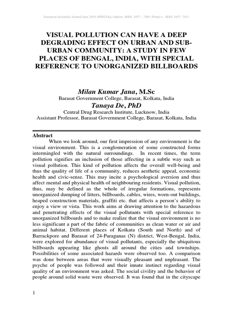 Visual Pollution | PDF | Pollution | Perception