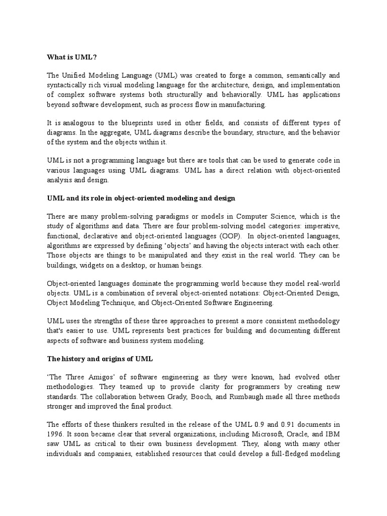 What Is UML | PDF | Unified Modeling Language | Object Oriented Programming