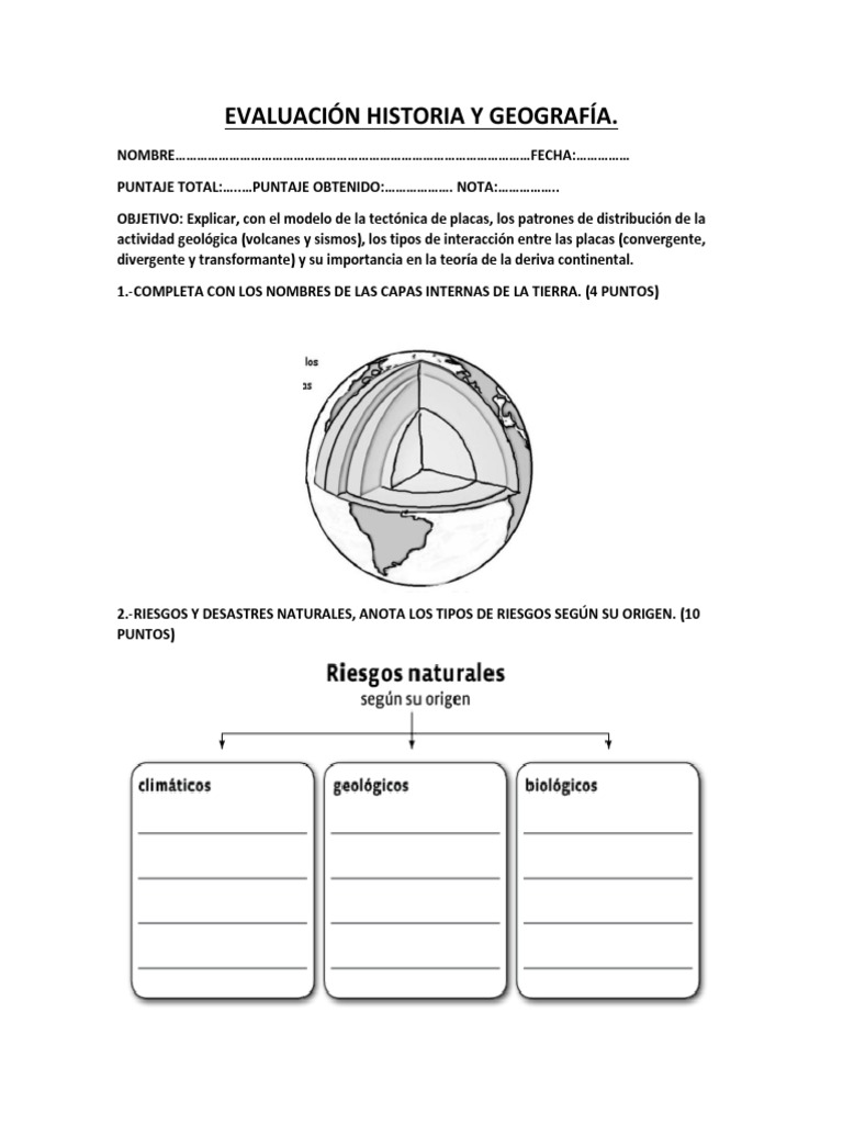 Prueba Historia Placas Tecto. | Descargar gratis PDF | Placas ...
