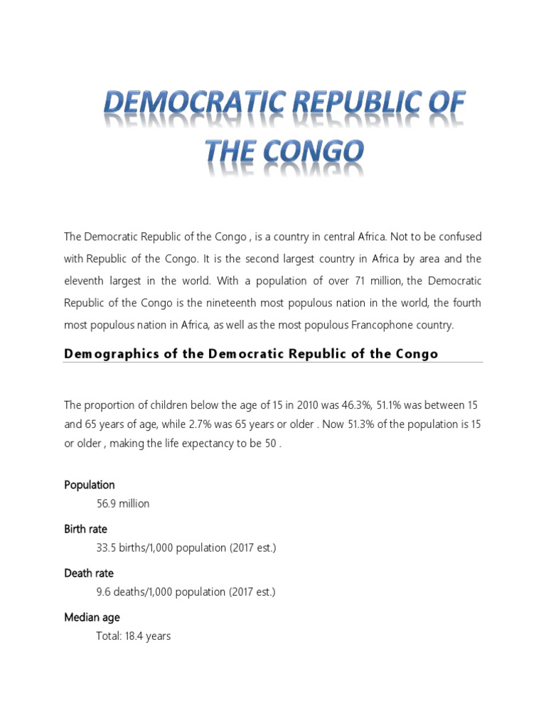 Demographics of The Democratic Republic of The Congo | PDF | Democratic ...