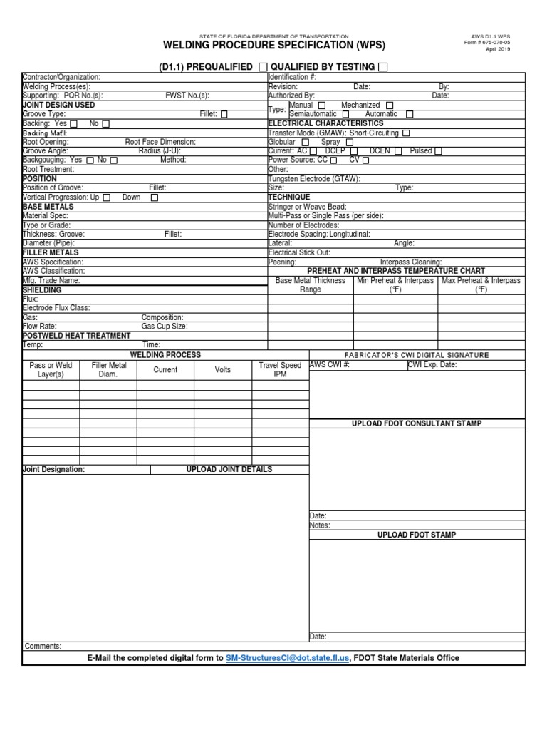 Florida WPS Document for Welding | PDF | Electric Heating | Welding