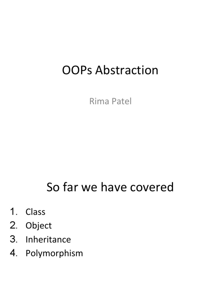 Abstraction Rima Patel | Download Free PDF | Class (Computer Programming) | Inheritance (Object ...