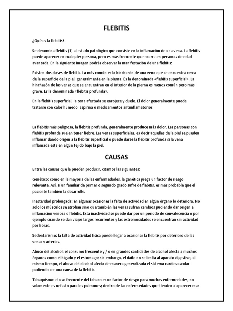 Flebitis: Causas, Síntomas y Tratamiento | PDF | Trombo | Cáncer