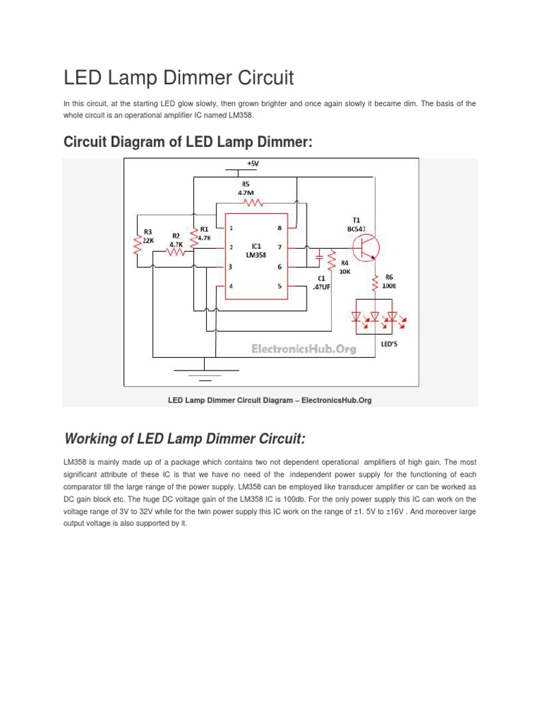 LED Lamp Dimmer Circuit | PDF | Operational Amplifier | Amplifier