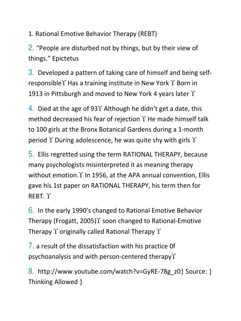 REBT | PDF | Rational Emotive Behavior Therapy | Psychology