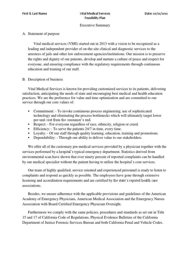 Vital's Feasibility Proposal | PDF | Chronic Condition | Emergency ...