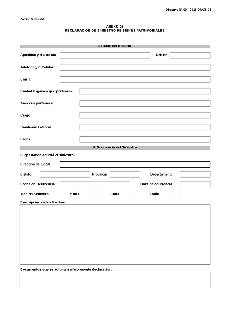 Formato Declaración Jurada de Siniestro | PDF | Póliza de seguros | Business