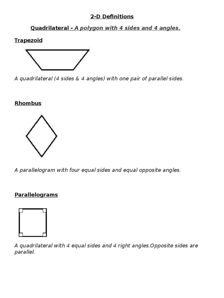 A Polygon With 4 Sides and 4 Angles | PDF | Teaching Methods & Materials