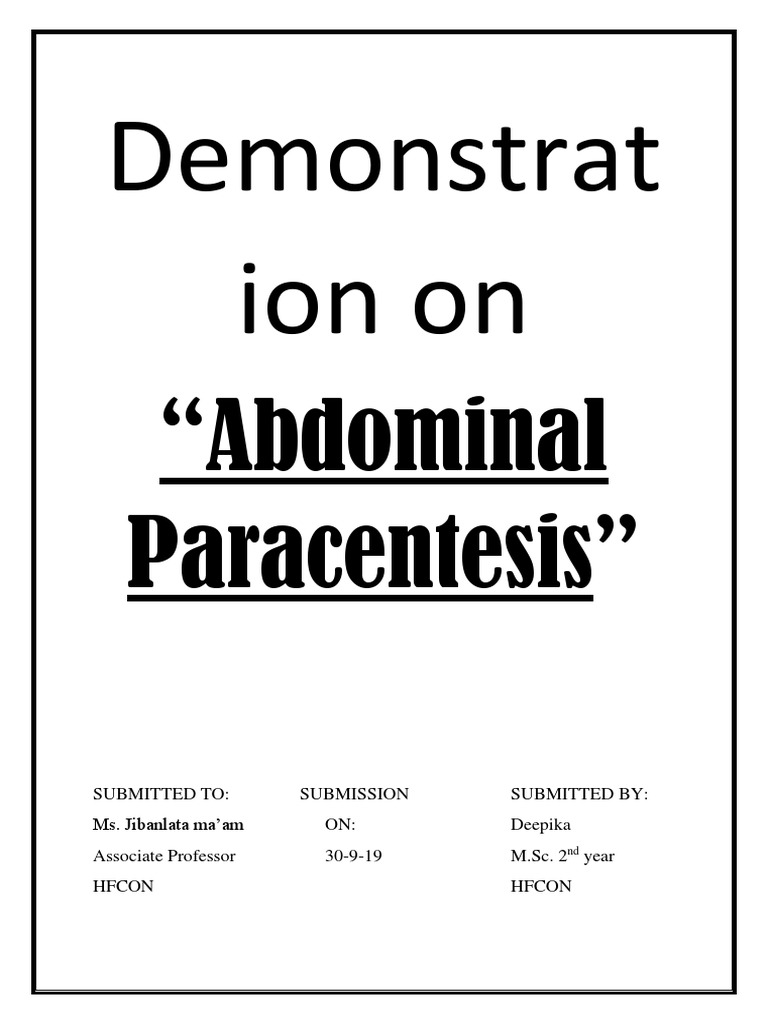 Demonstration On Paracentesis | PDF | Peritoneum | Medical Specialties