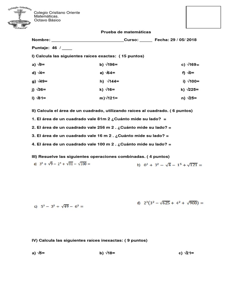 Prueba de Matematicas | PDF
