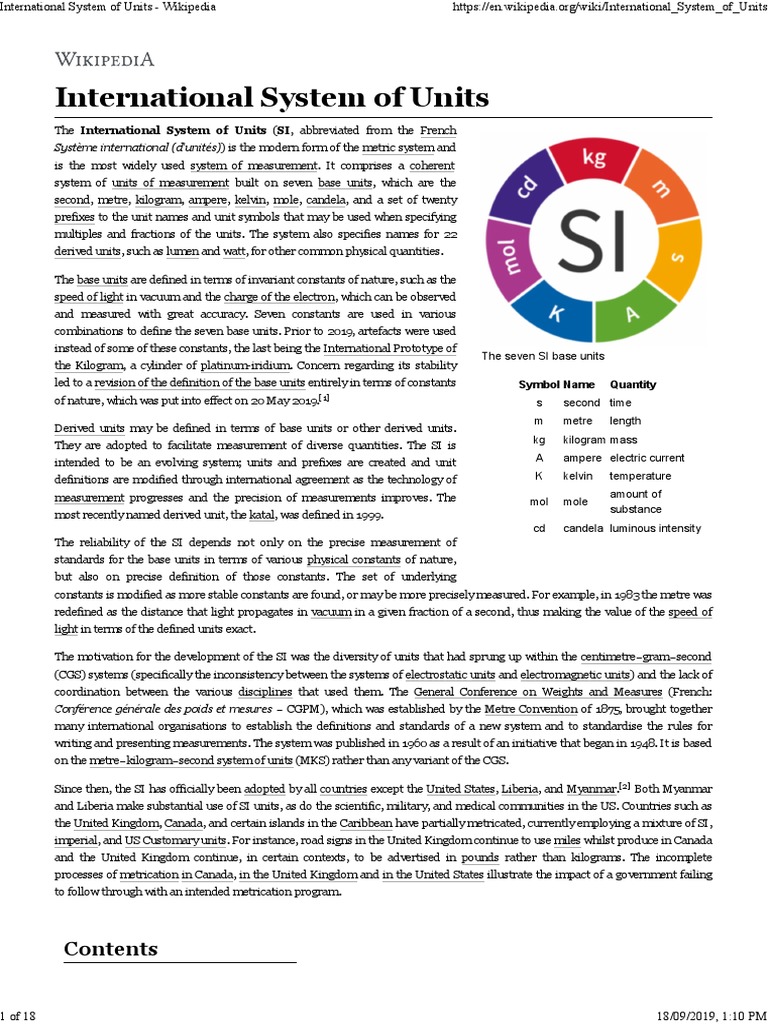 SI System | PDF | International System Of Units | Kilogram