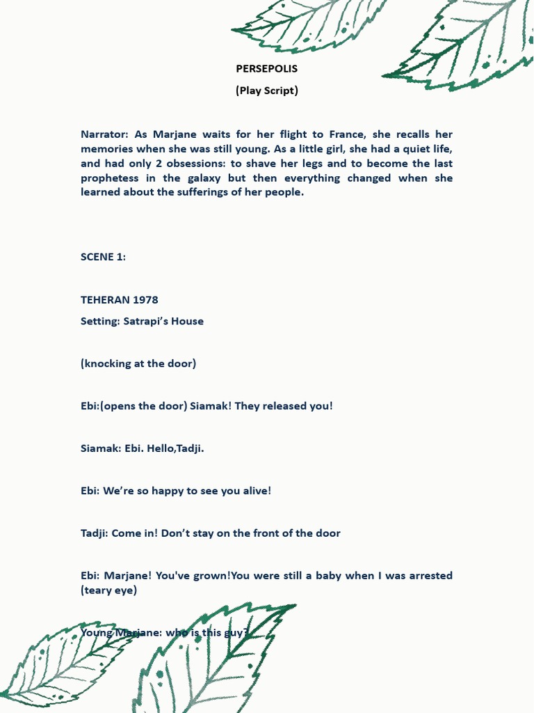 Persepolis (Play Script) | PDF