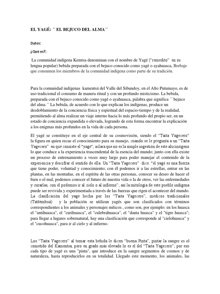 El Yagé: Bebida Indígena del Alma | PDF | Ayahuasca | Science