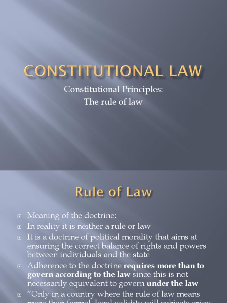 Constitutional Principles: The Rule of Law | Download Free PDF | Rule ...