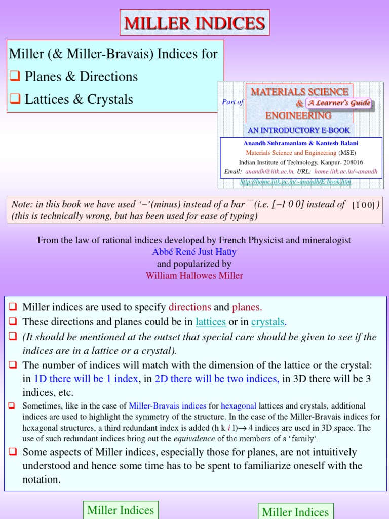 Chapter 3b Miller Indices | PDF | Crystal Structure | Mineralogy