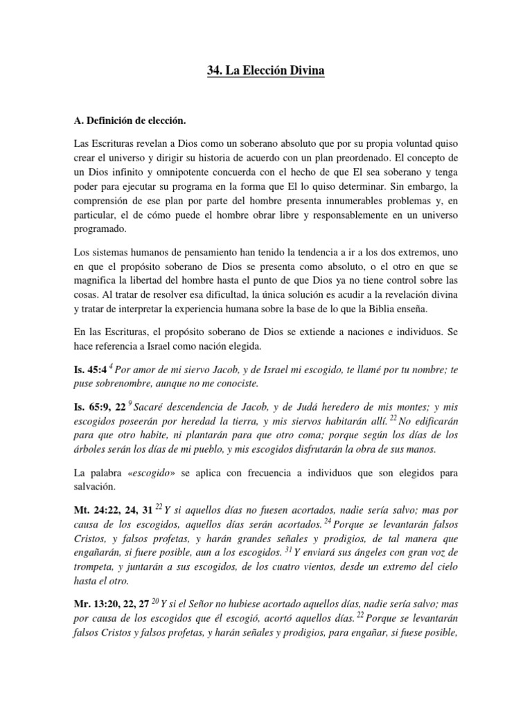 34 La Elección Divina | PDF | Salvación | Dios