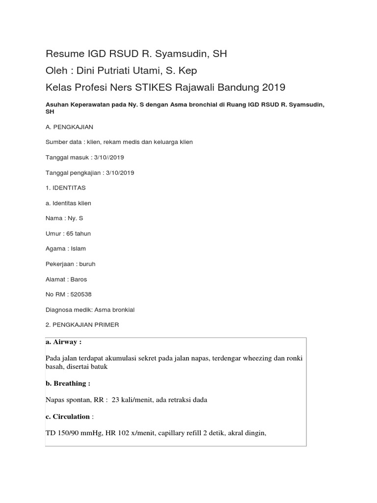 Resume Igd Asma | PDF