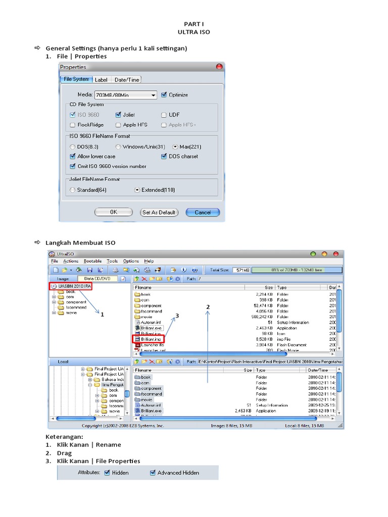 Ultra Iso General Settings (Hanya Perlu 1 Kali Settingan) 1. File - Properties | PDF