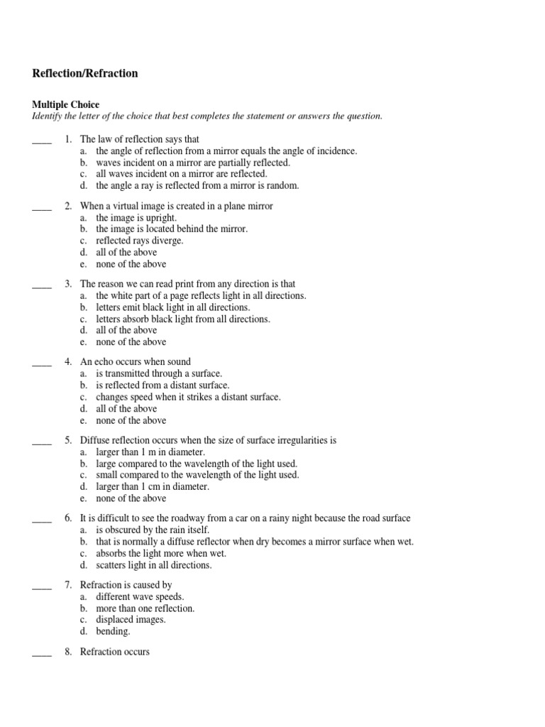 G8 | PDF | Reflection (Physics) | Refraction
