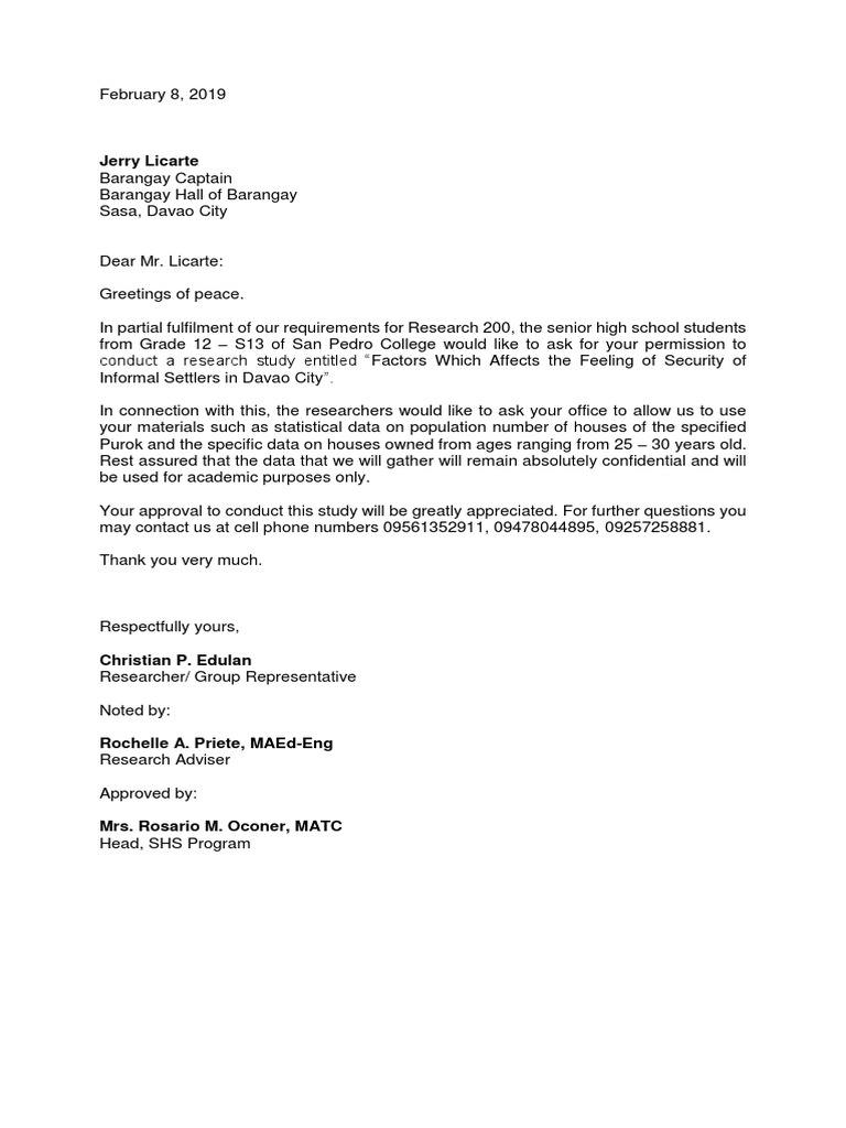 Barangay Hall Letters | PDF | Questionnaire | Psychological Concepts