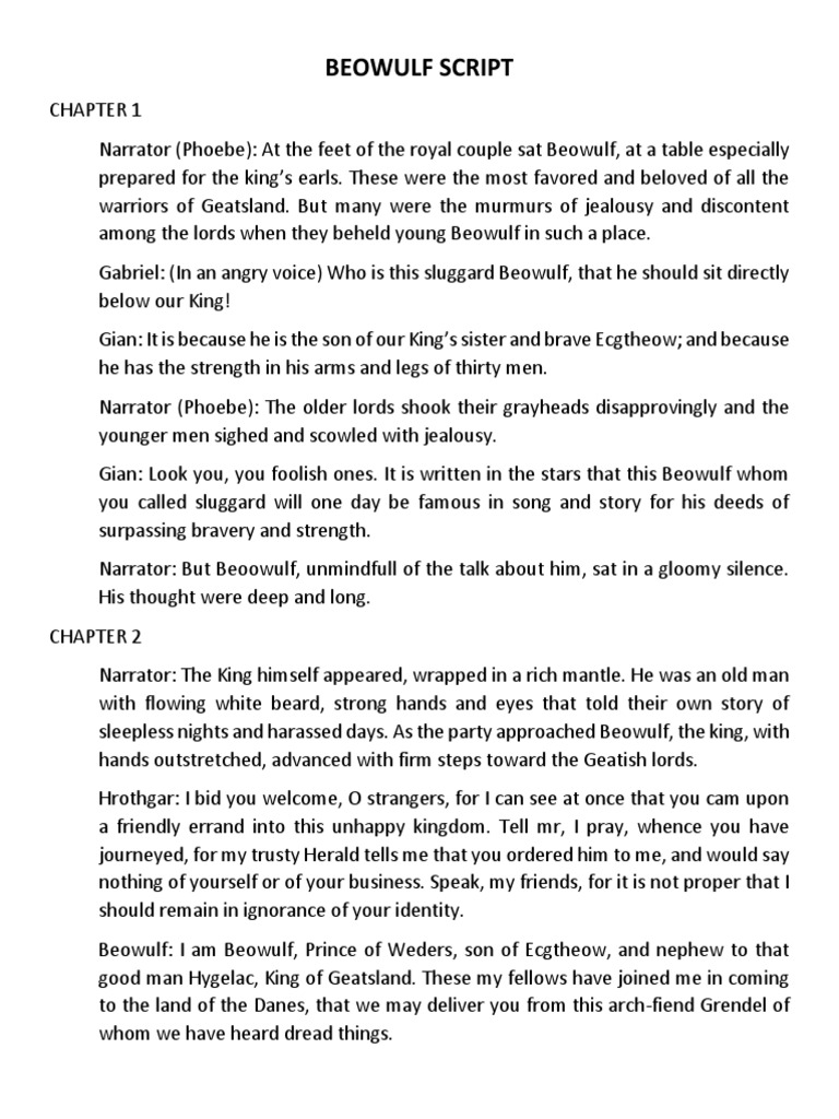Beowulf Script | PDF | Beowulf | English Folklore