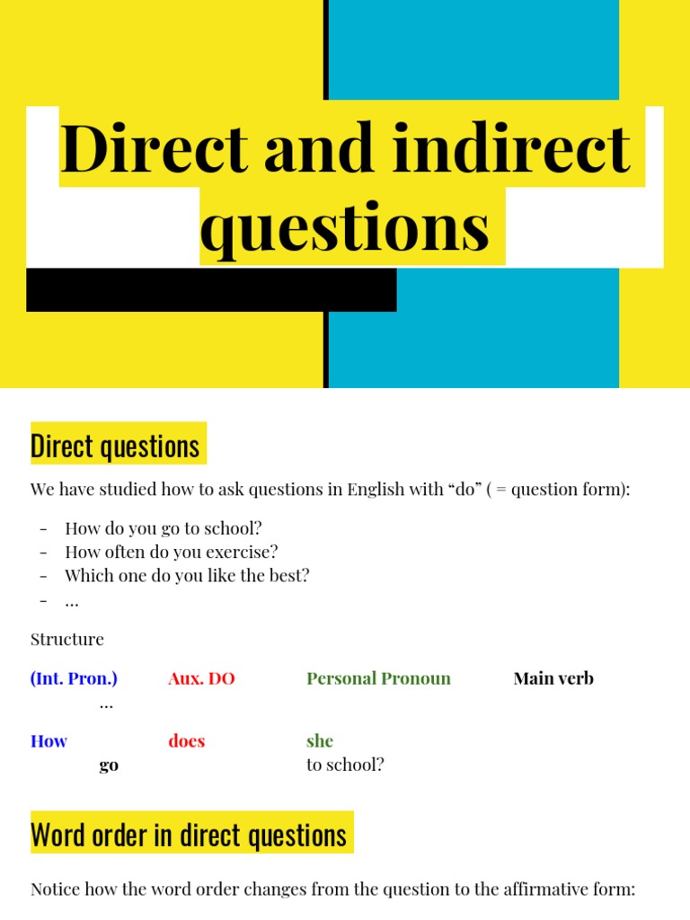 Direct and Indirect Questions | PDF | Object (Grammar) | Question