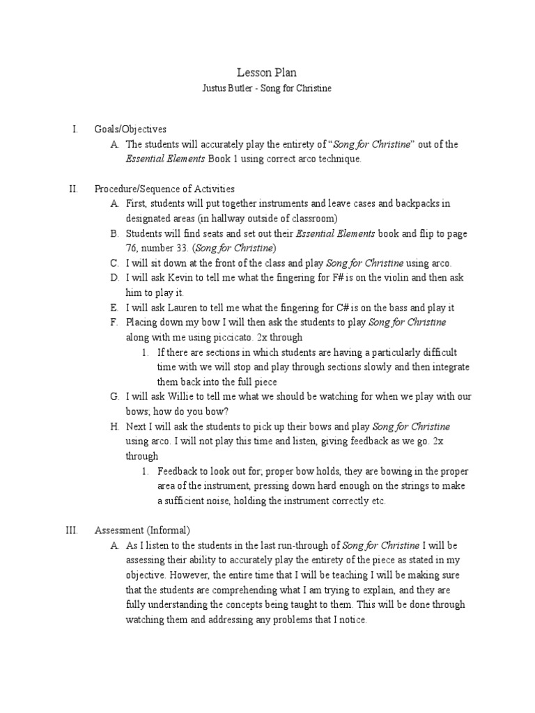 String Tech Lesson Plan | PDF | String Instruments | Music Theory