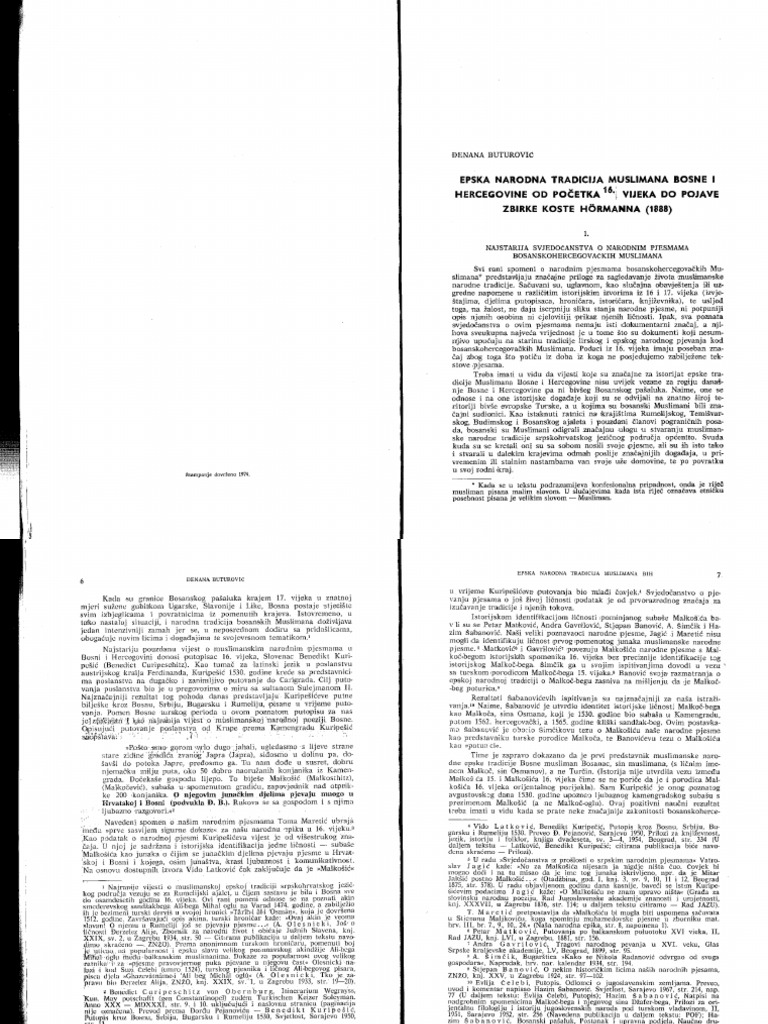Epska Narodna Tradicija Muslimana U BiH | PDF