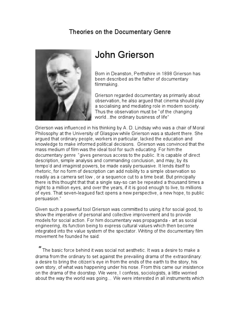 Grierson's Documentary Philosophy | PDF | Documentary Film | Capitalism