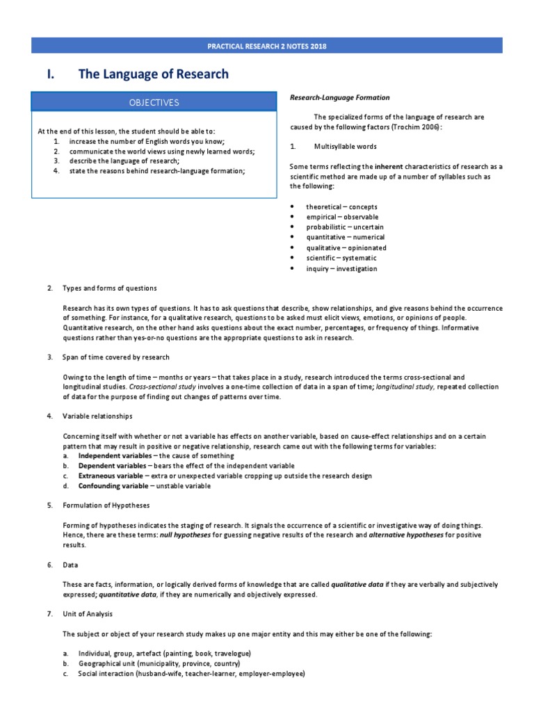 Practical Research 2 Notes 2018 Complete | PDF | Quantitative Research ...