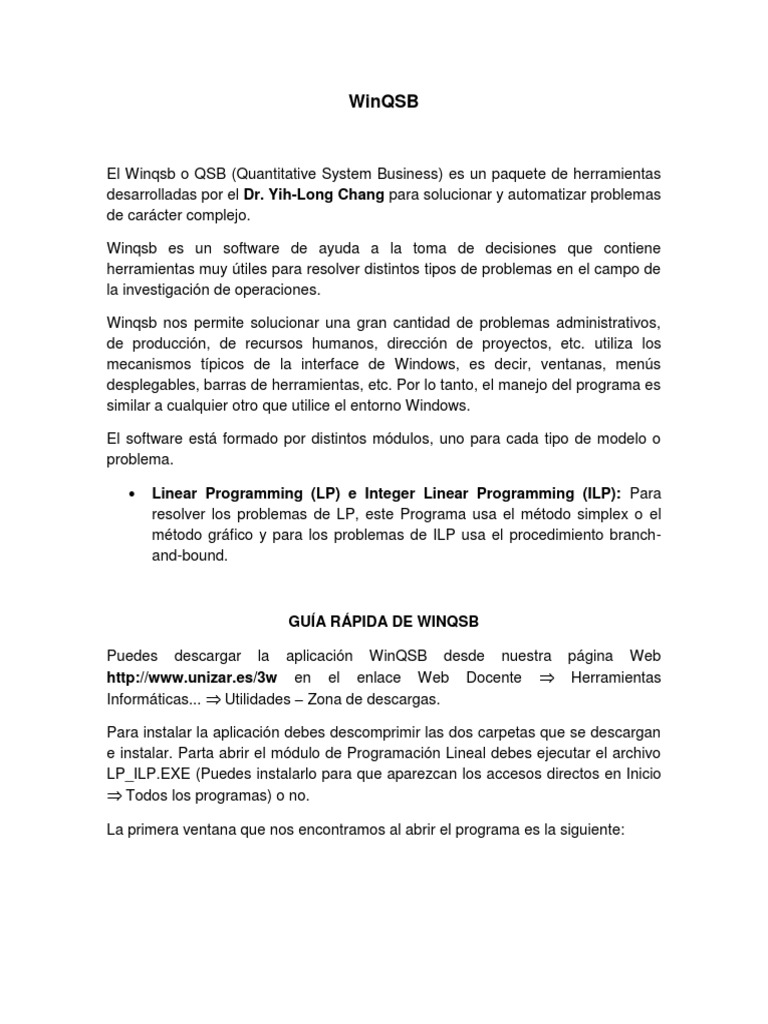 WINQSB | PDF | Software | Informática