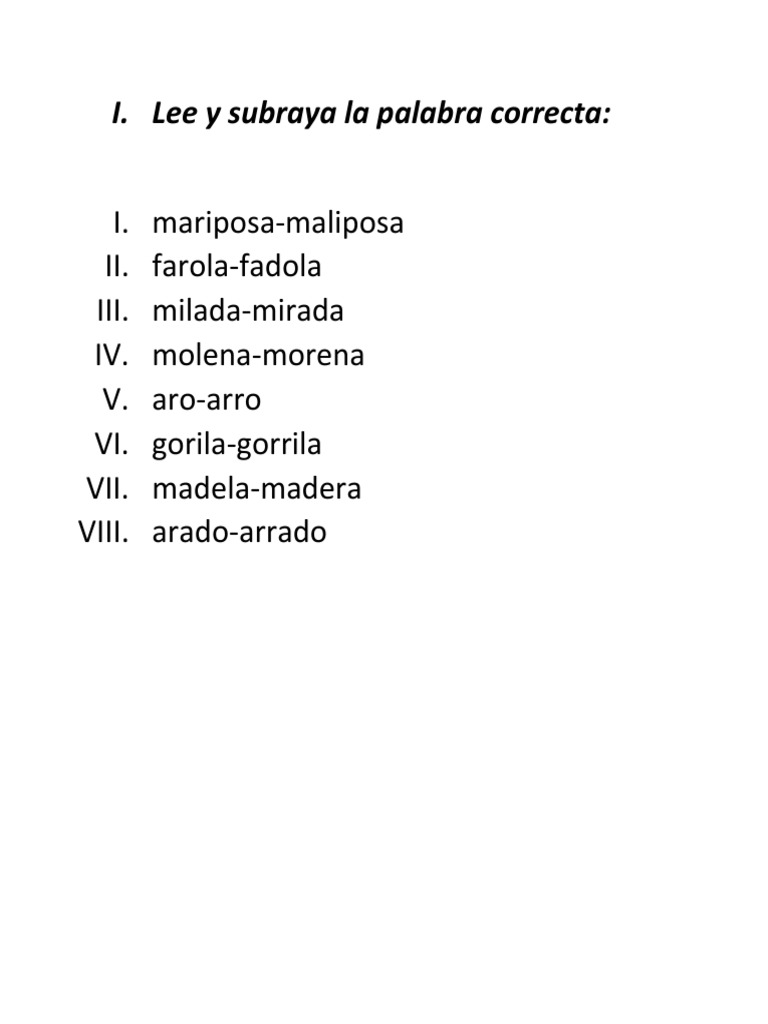 Lee y Subraya La Palabra Correcta | PDF Lee y Subraya La Palabra Correcta | PDF