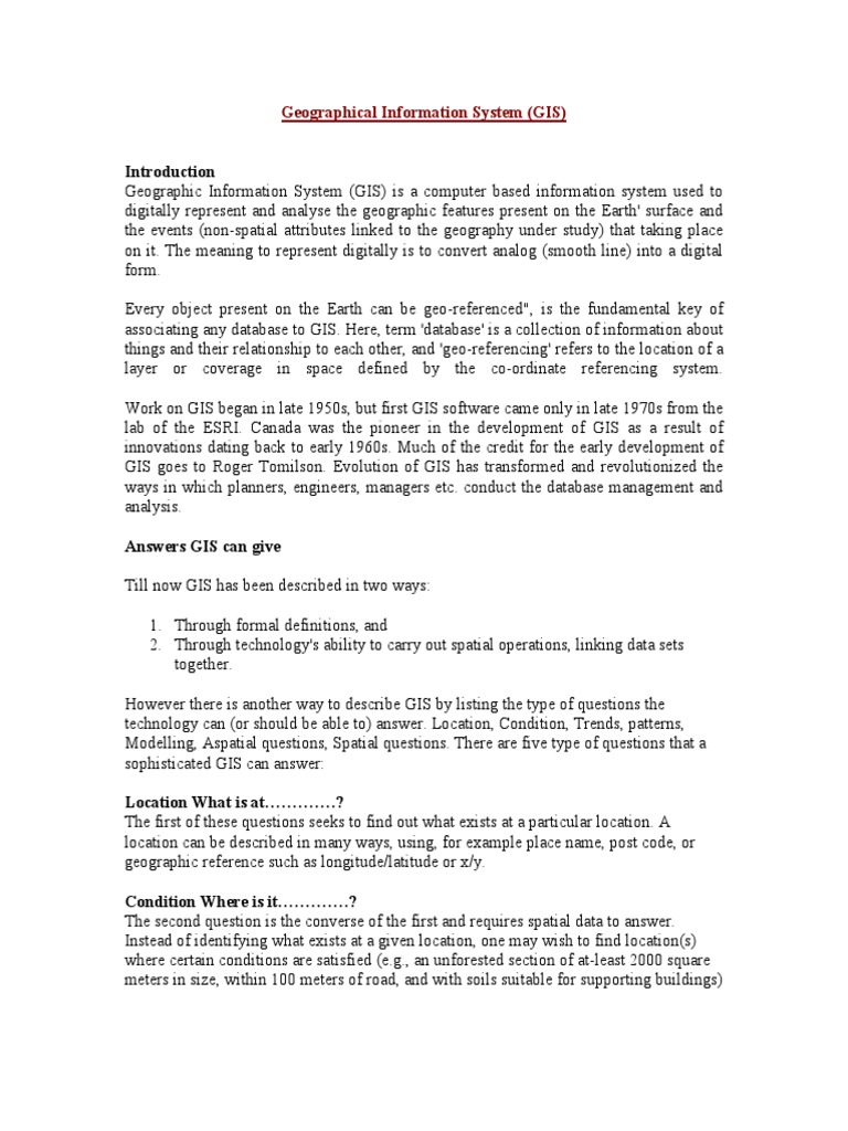 Overview of GIS | PDF | Geographic Information System | Spatial Analysis