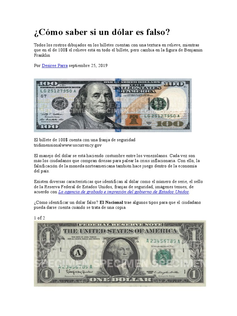 Cómo Saber Si Un Dólar Es Falso | PDF | Dólar de los Estados Unidos ...