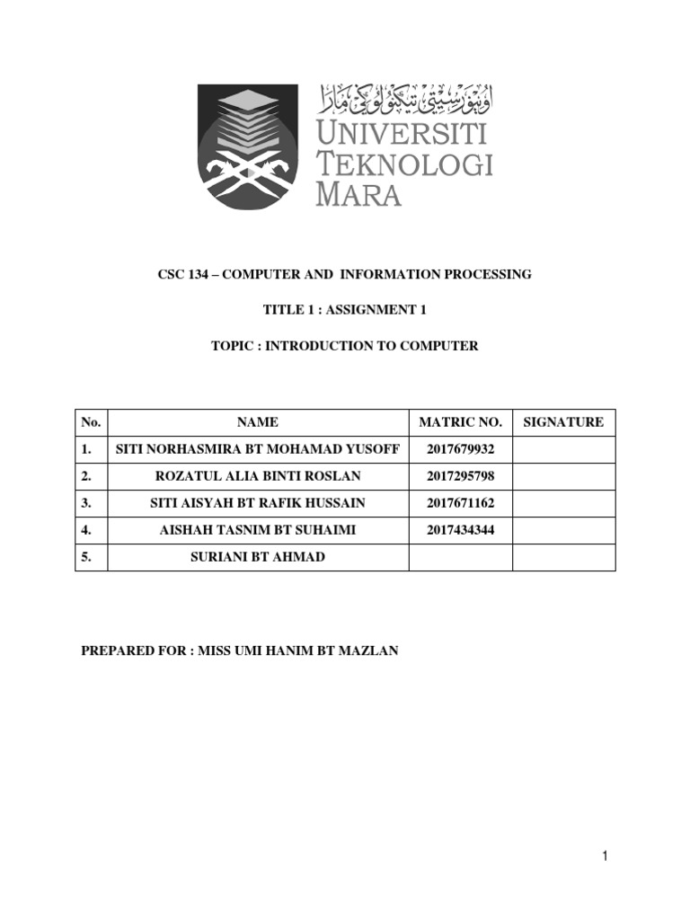 CSC 134 Assignment | PDF | Laptop | Computer Hardware