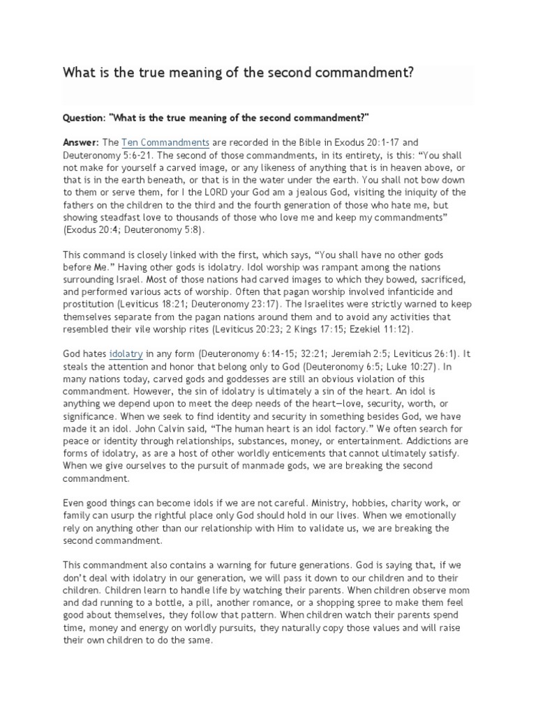 What Is The True Meaning of The Second Commandment? | PDF | Ten ...
