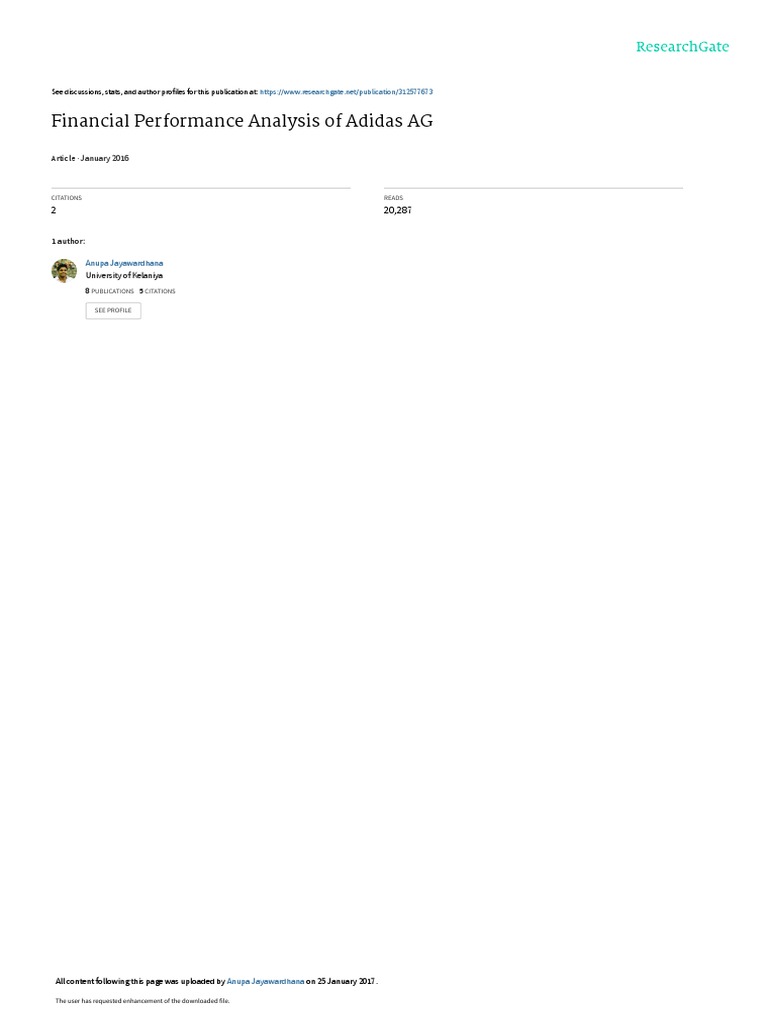 Financial Performance Analysis of Adidas AG: January 2016 | PDF ...