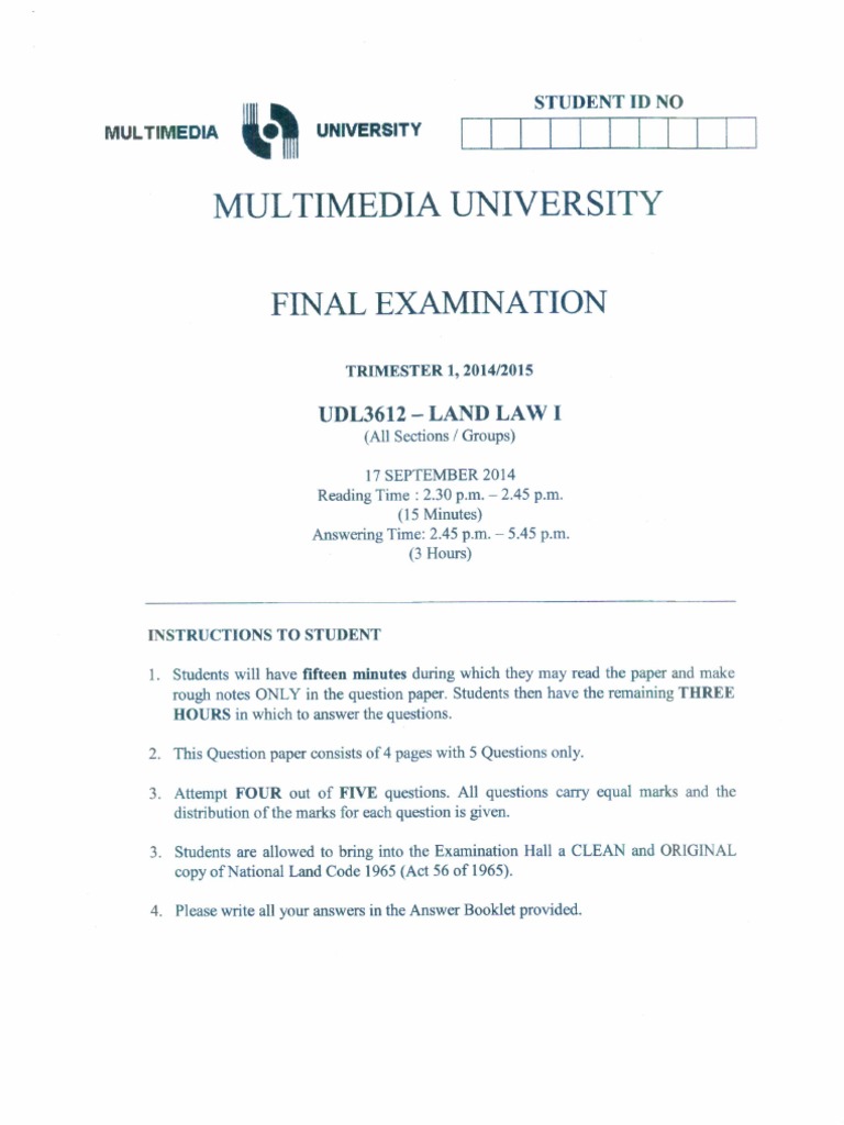 MMU Pass Year Exam Paper 2014/2015 | PDF