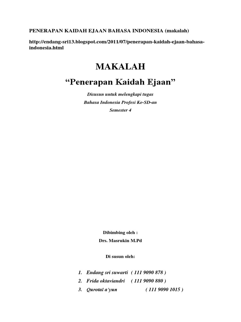 Penerapan Kaidah Ejaan Bahasa Indonesia | PDF
