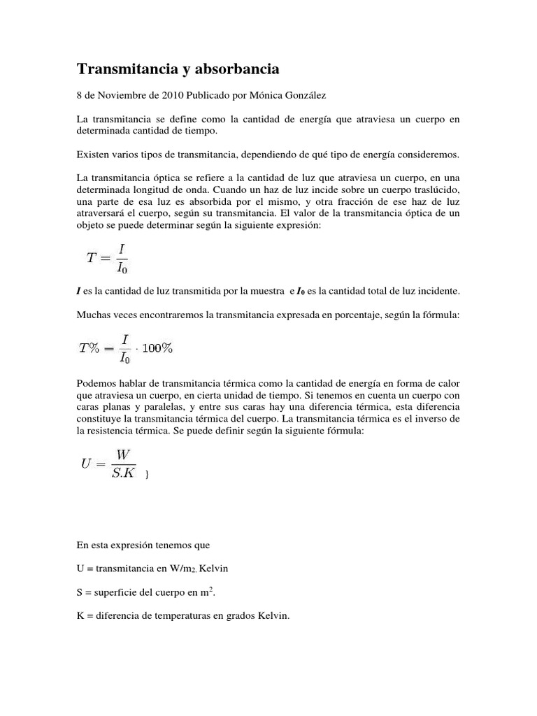 Transmitancia y Absorbancia | PDF | Espectrofotometria | Ligero