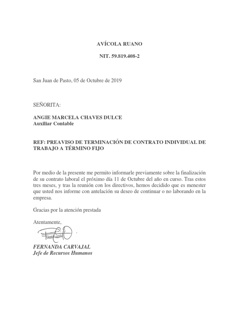 Modelo Preaviso | PDF | Business