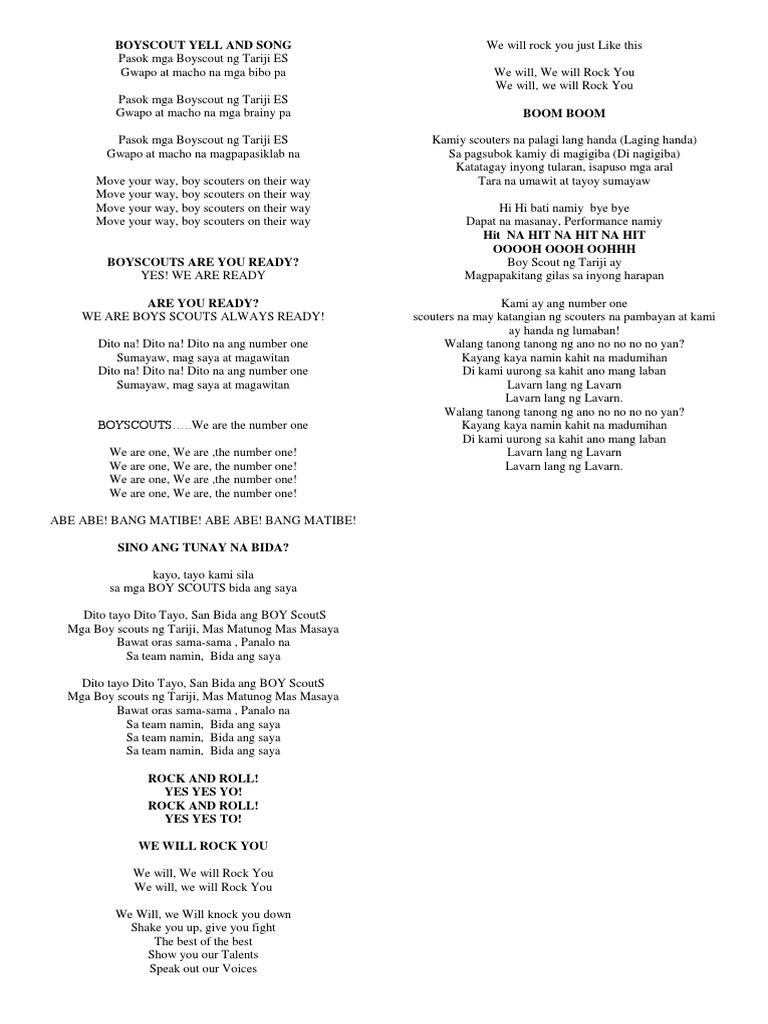 Boyscout Yell and Song 2019-2020 | PDF