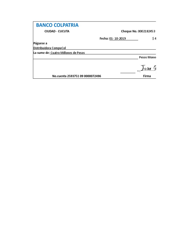 Modelo de Cheque | PDF