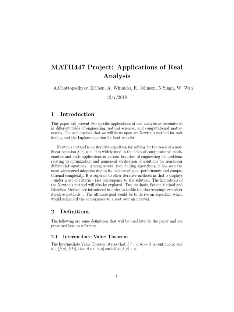 Real Analysis Project | PDF | Derivative | Equations