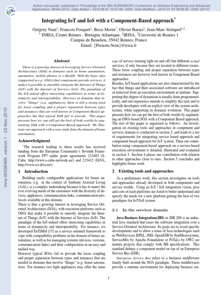 Integrating Iot and Ios With A Component-Based Approach: 2.1 in The Services Domain | PDF ...