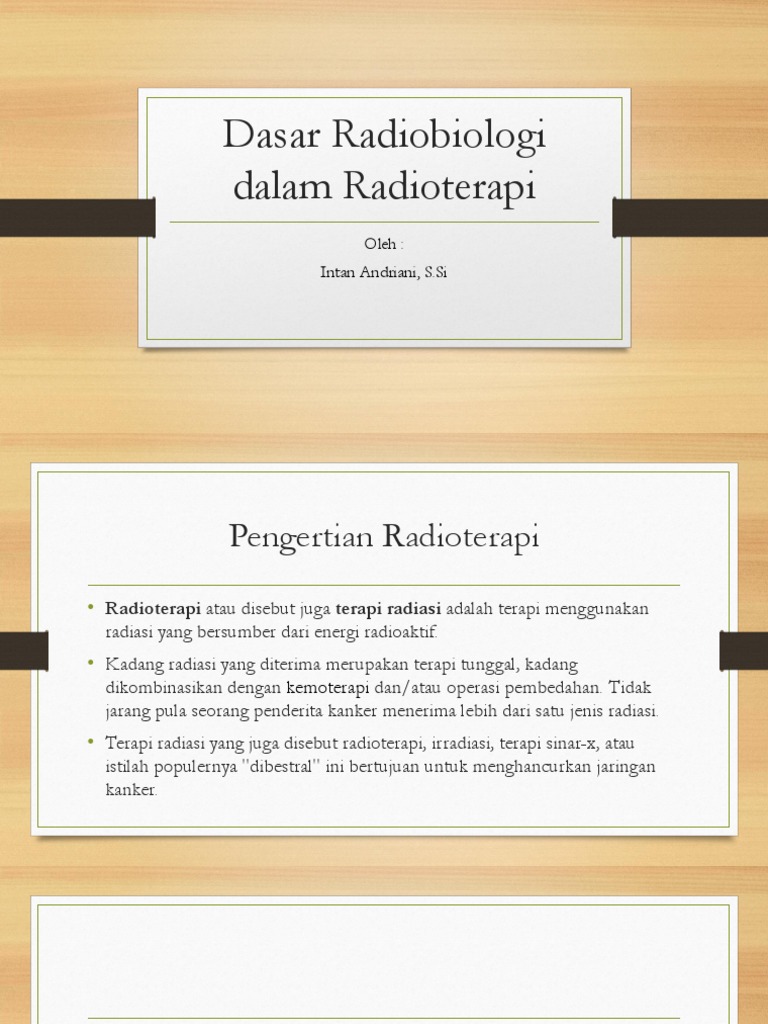 Dasar Radiobiologi Dalam Radioterapi | PDF | Pengembangan Diri