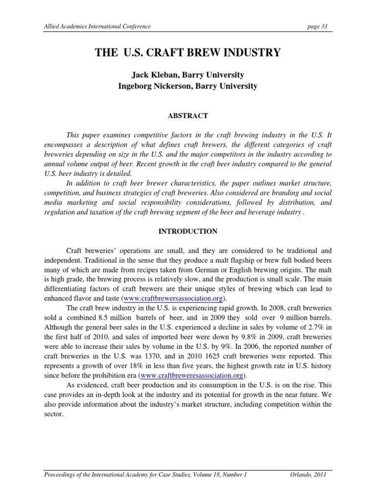 The U.S Craft Beer Industry | PDF | Microbrewery | Brewery