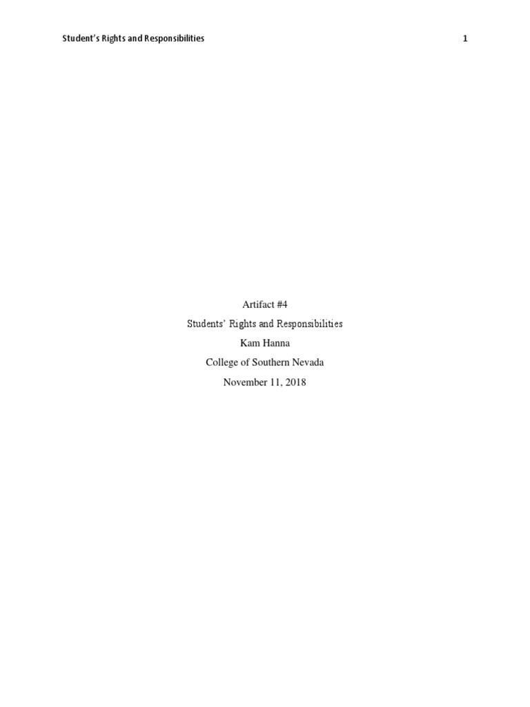 Edu 210 Artifact 4 Students Rights and Responsibilities | PDF | First ...