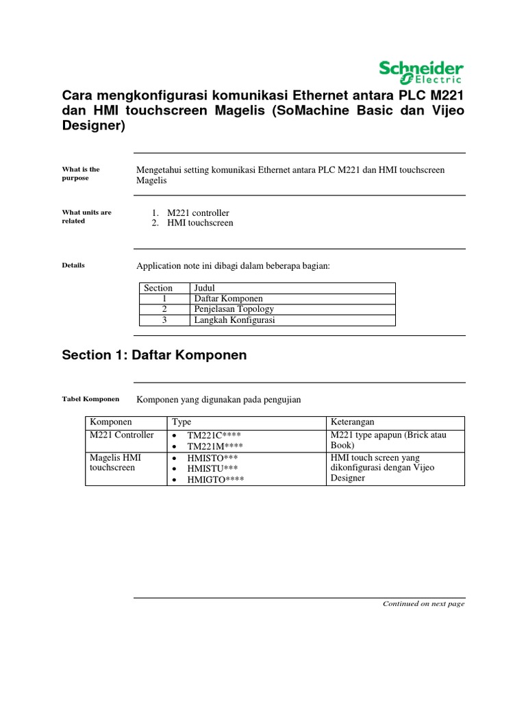 Konfigurasi Komunikasi Ethernet PLC M221 Dan HMI Touchscreen Magelis | PDF
